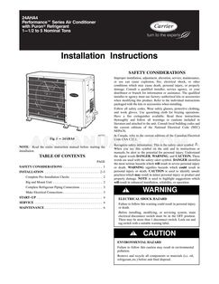 Carrier 24AHA4 Performance Installation Manual