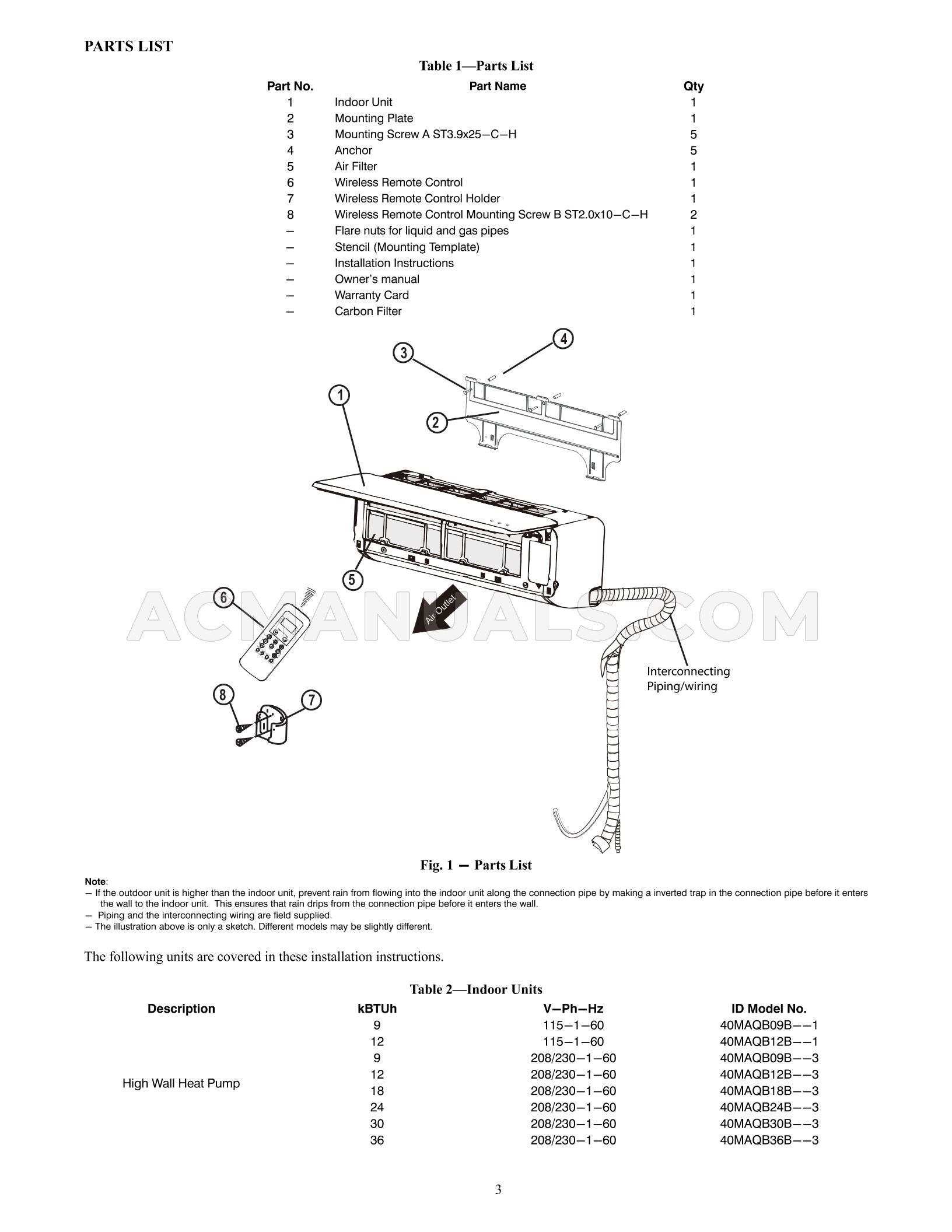 Carrier 38MAQB09R1 Installation Instructions