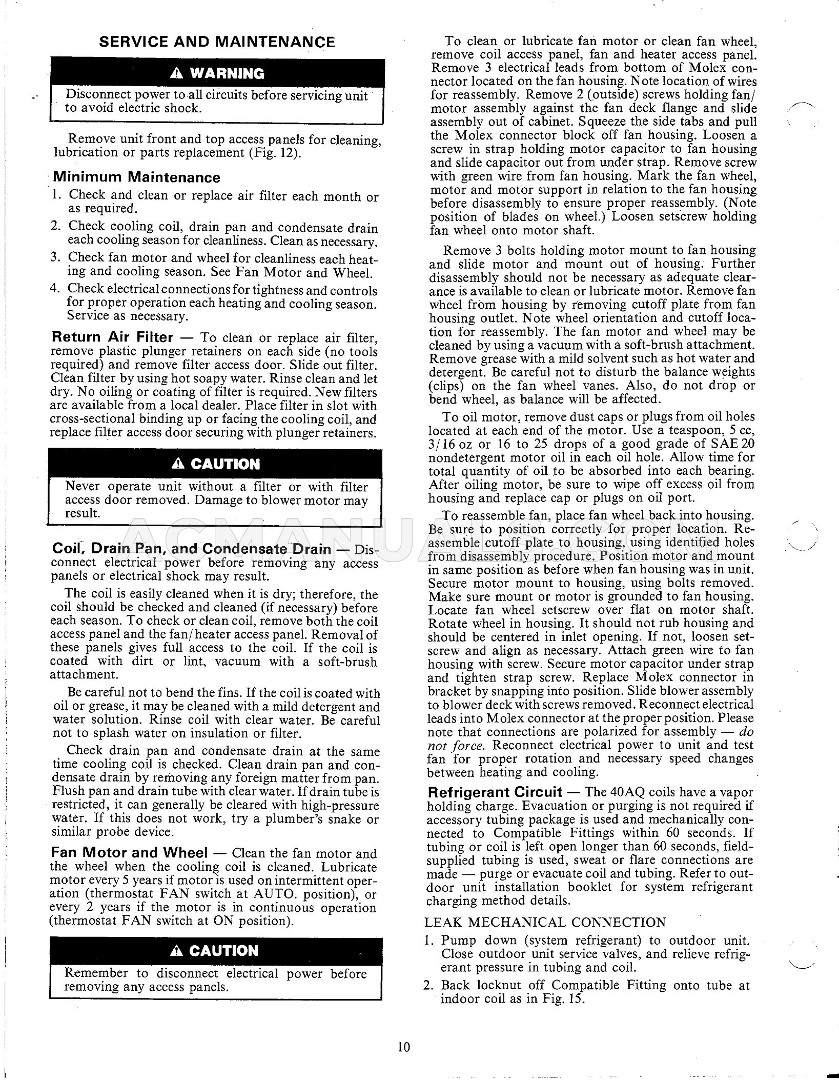 Carrier 40AQ030 40AQ Installation, Start-Up and Service Instructions