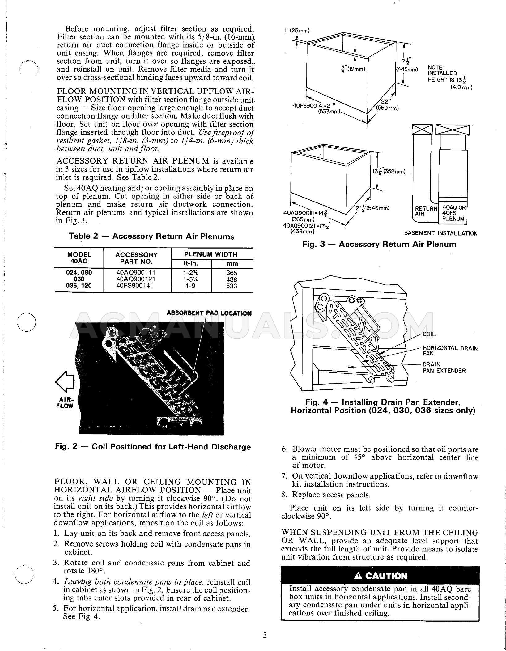 Carrier 40AQ030 40AQ Installation, Start-Up and Service Instructions