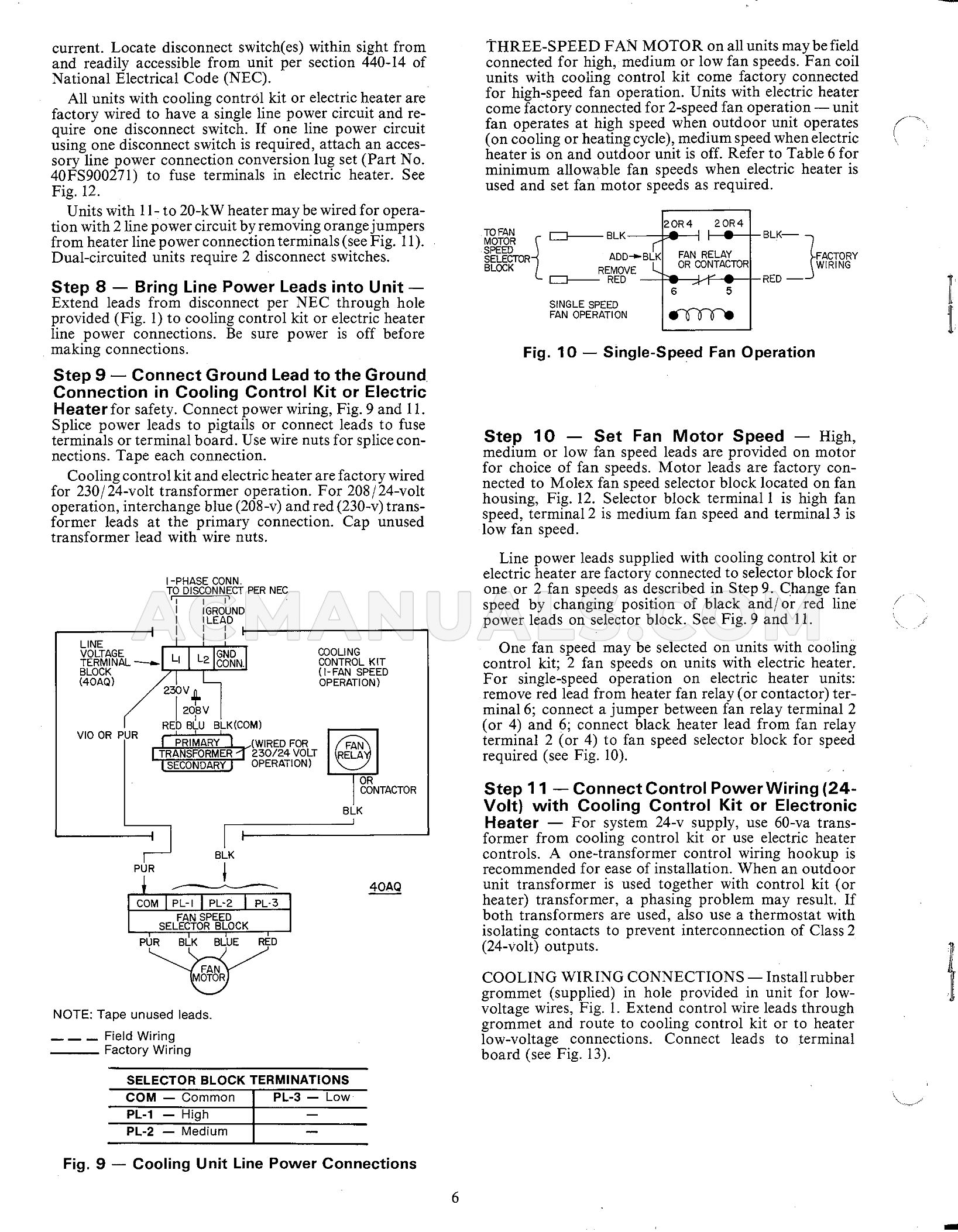 Carrier 40AQ030 40AQ Installation, Start-Up and Service Instructions