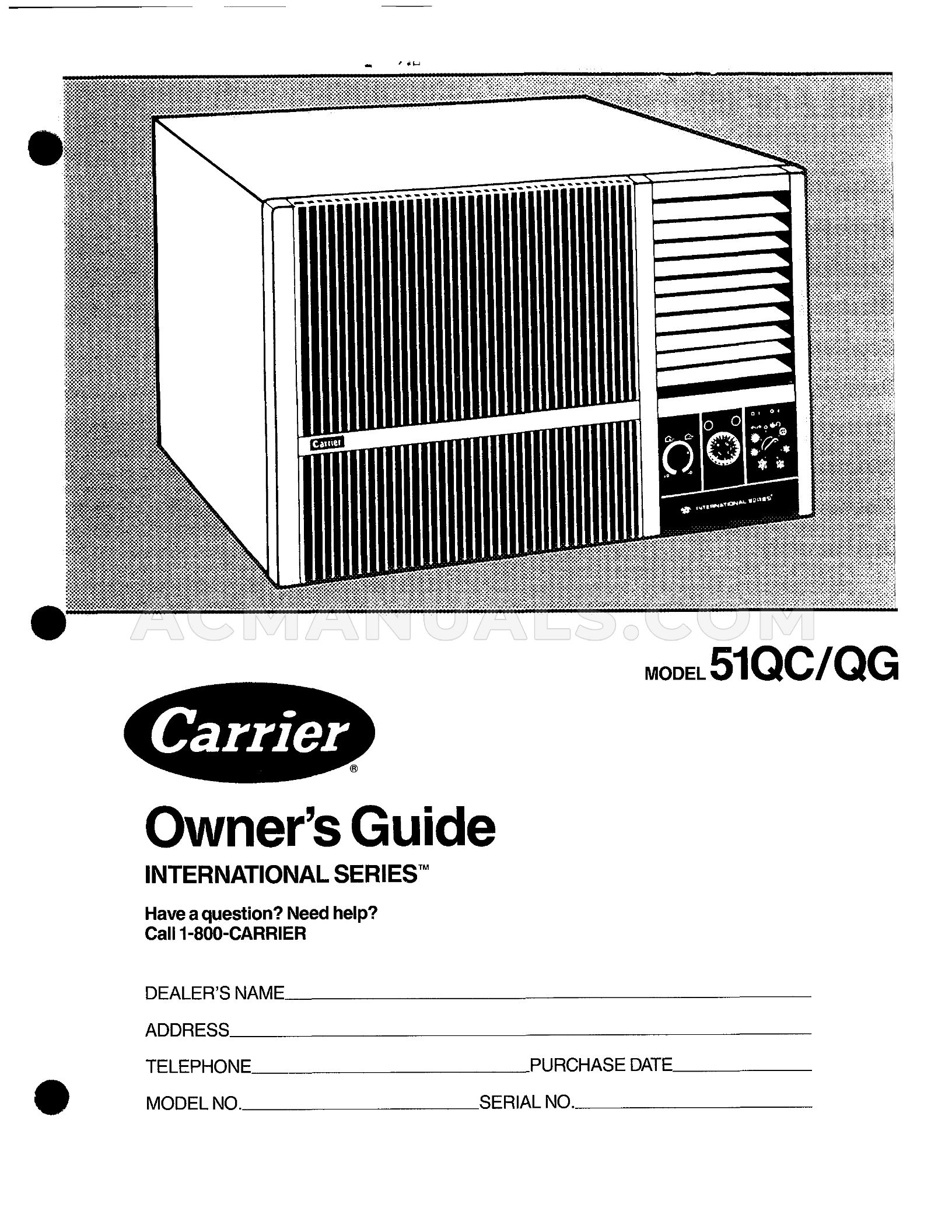 Carrier 51QC International Owner's Guide