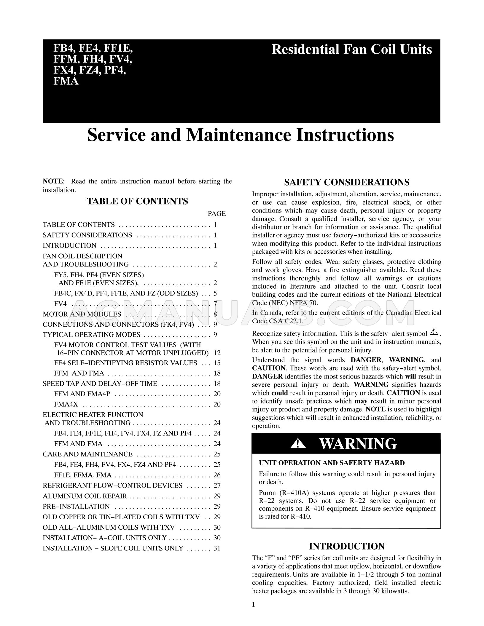Carrier FB4CNP042 Comfort Service and Maintenance Instructions