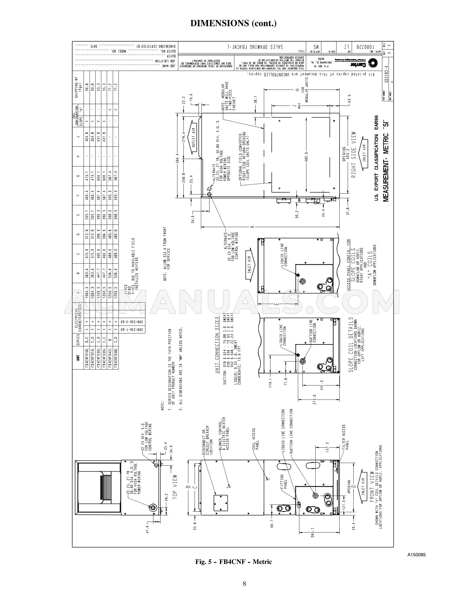 Carrier FB4CNP048 Comfort Specifications Sheet