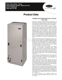 Carrier FE4ANB006 Infinity Service and Maintenance Instructions