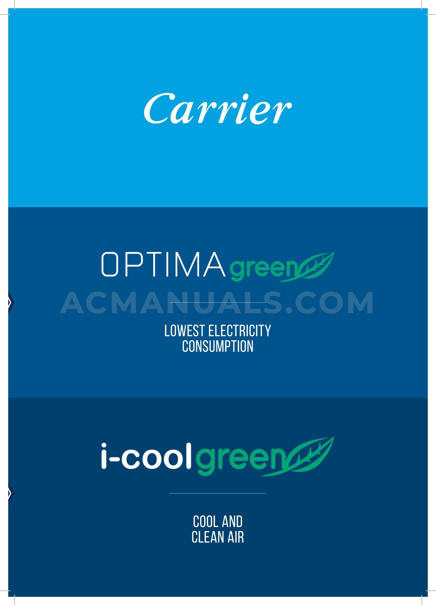 Carrier WCARZ008EC Optima Green Consumer Brochure and Specs