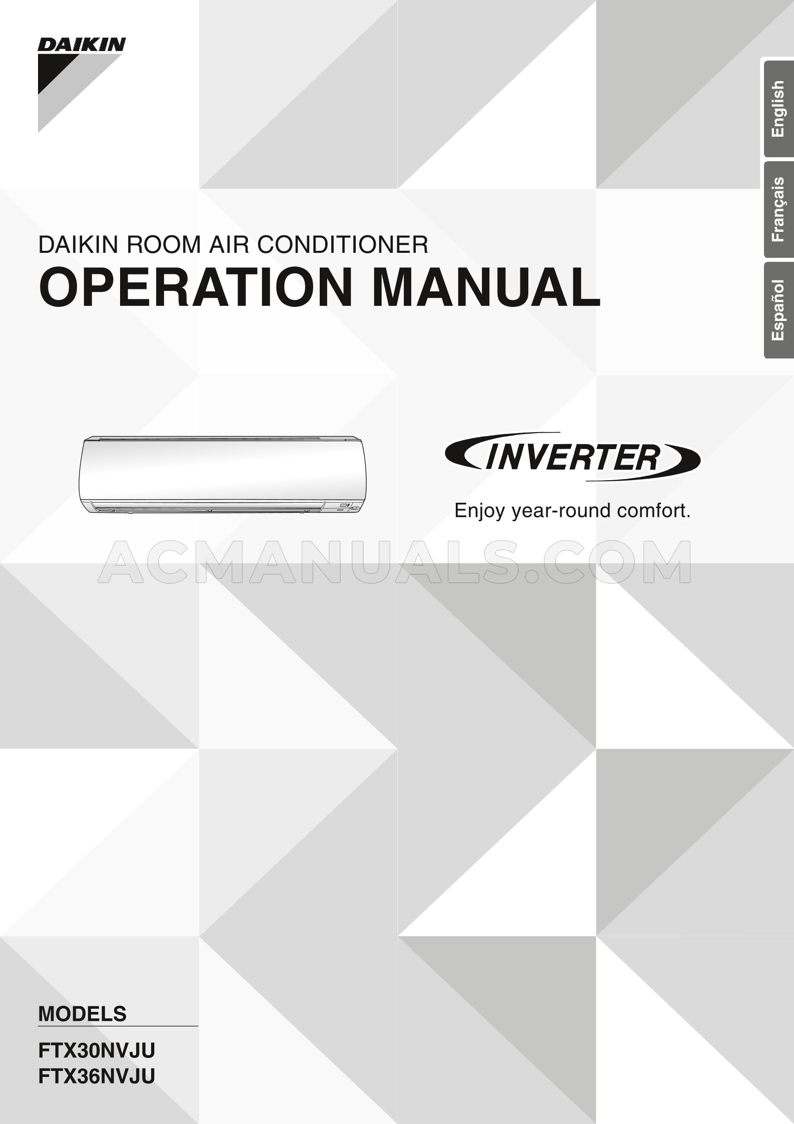 Daikin FTX36NVJU Operation Manual