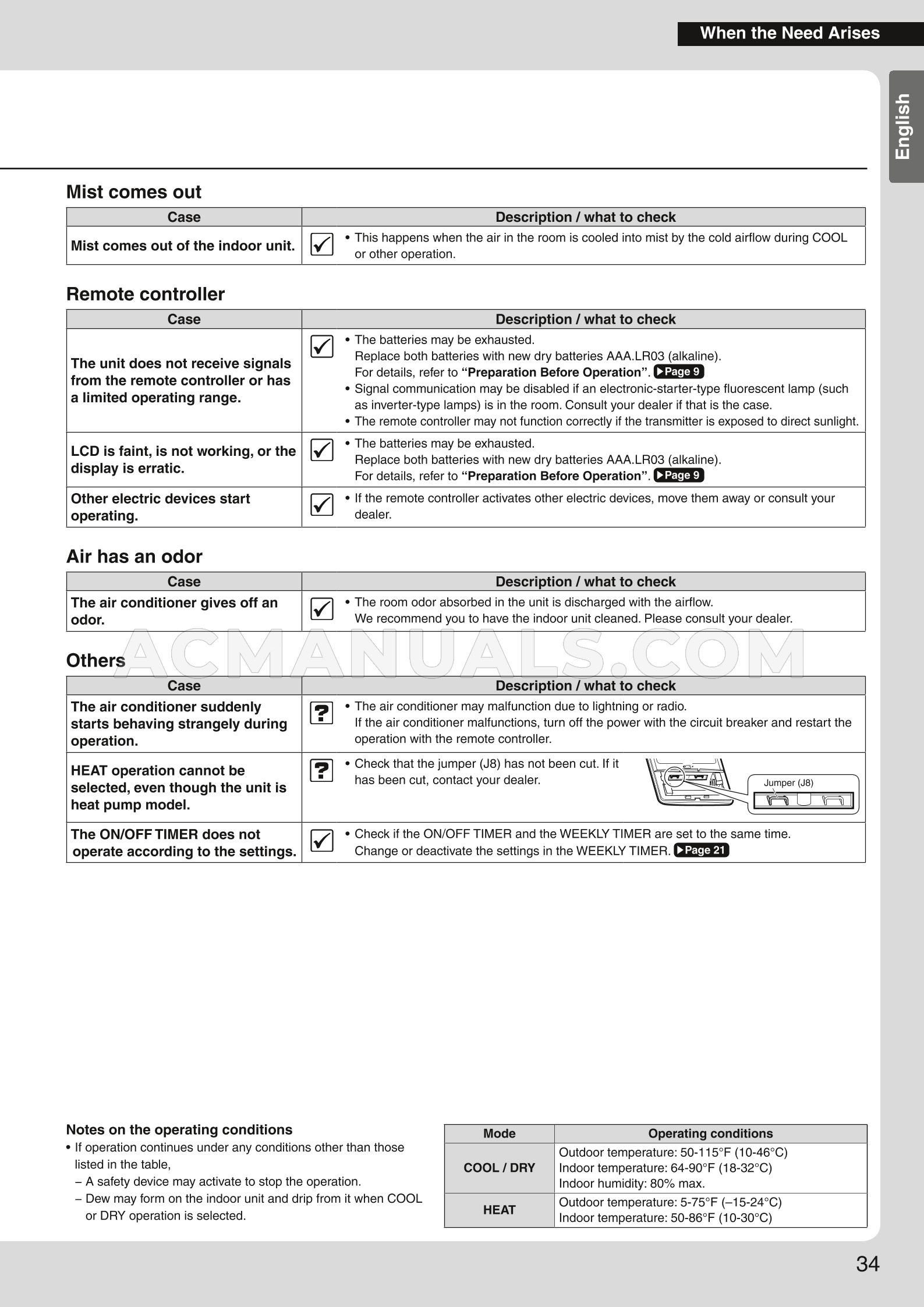 Daikin FTX36NVJU Operation Manual