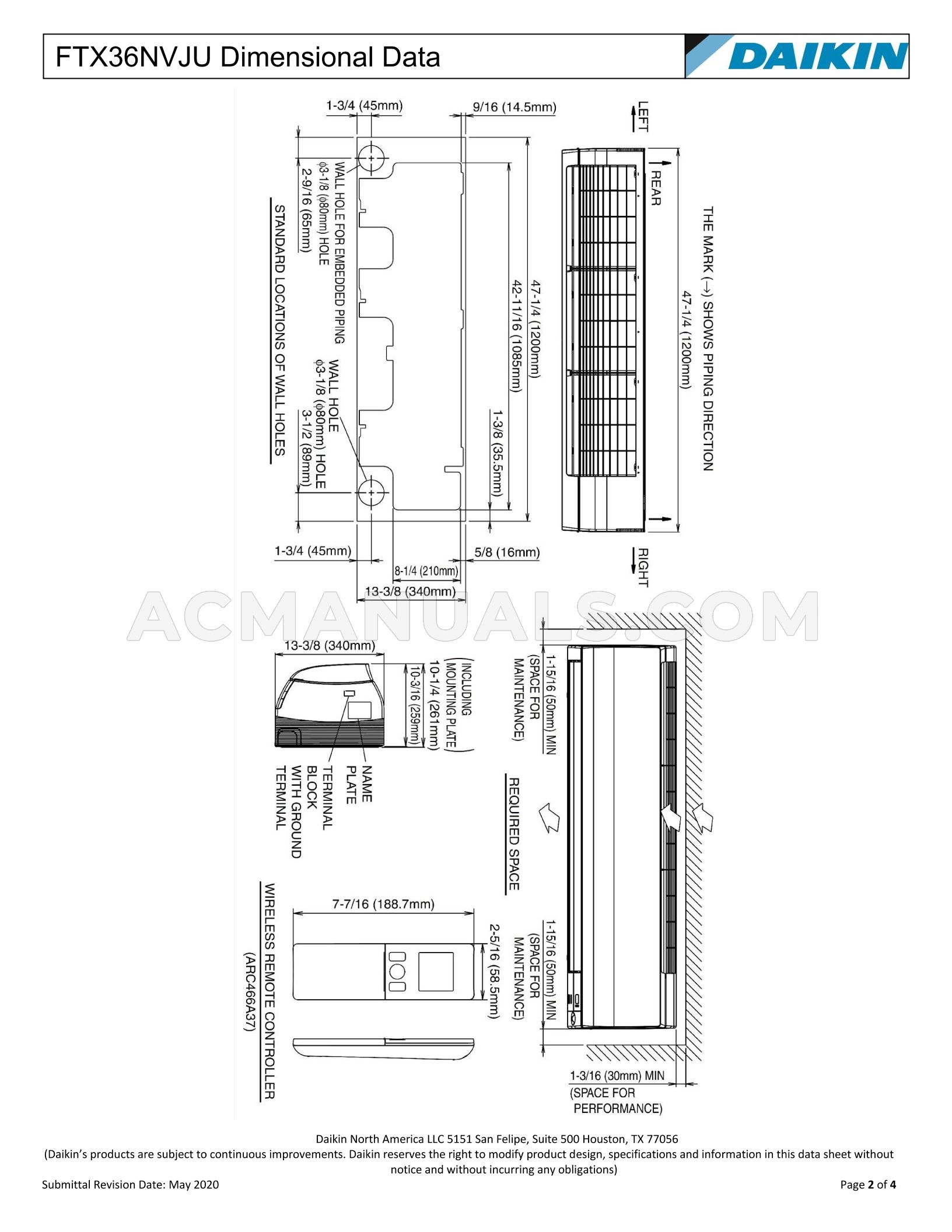 Daikin 1309408 Spec Sheet