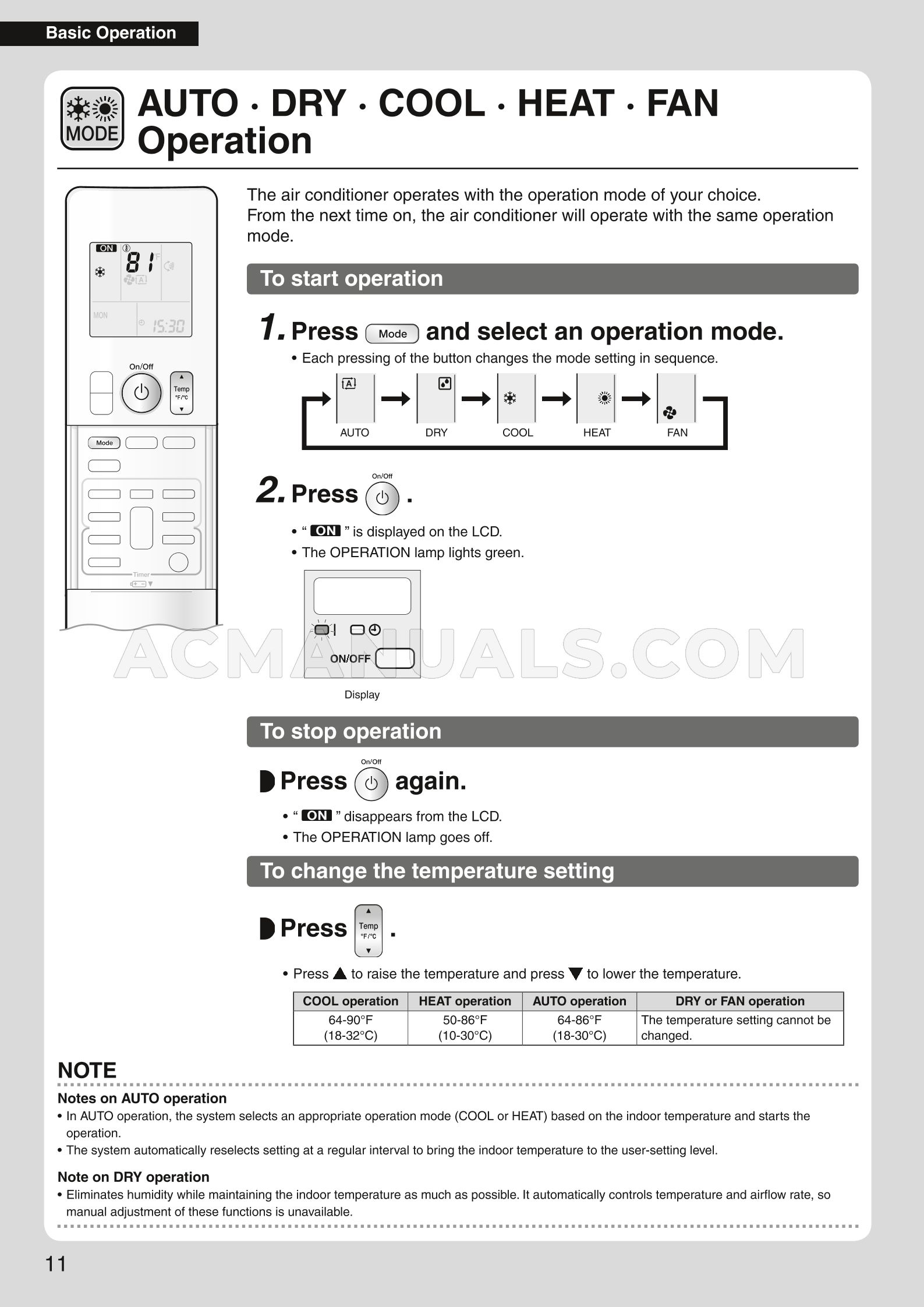 Daikin 1311306 Operation Manual