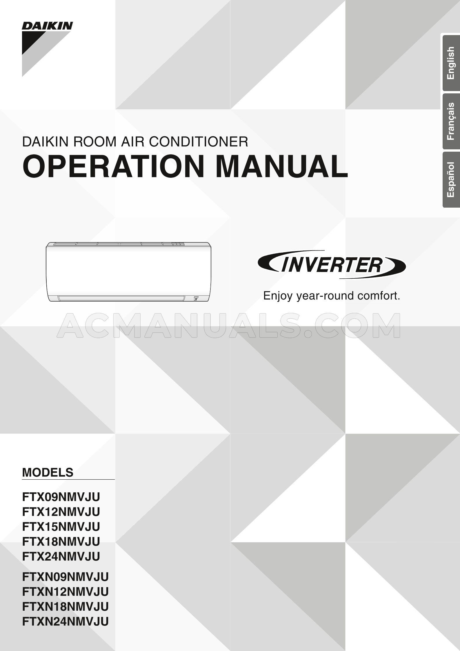Daikin FTX18NMVJU Operation Manual