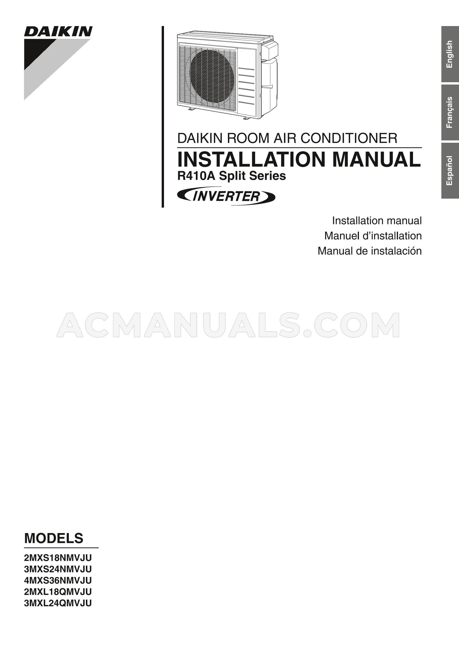 Daikin 1316501 Installation Manual