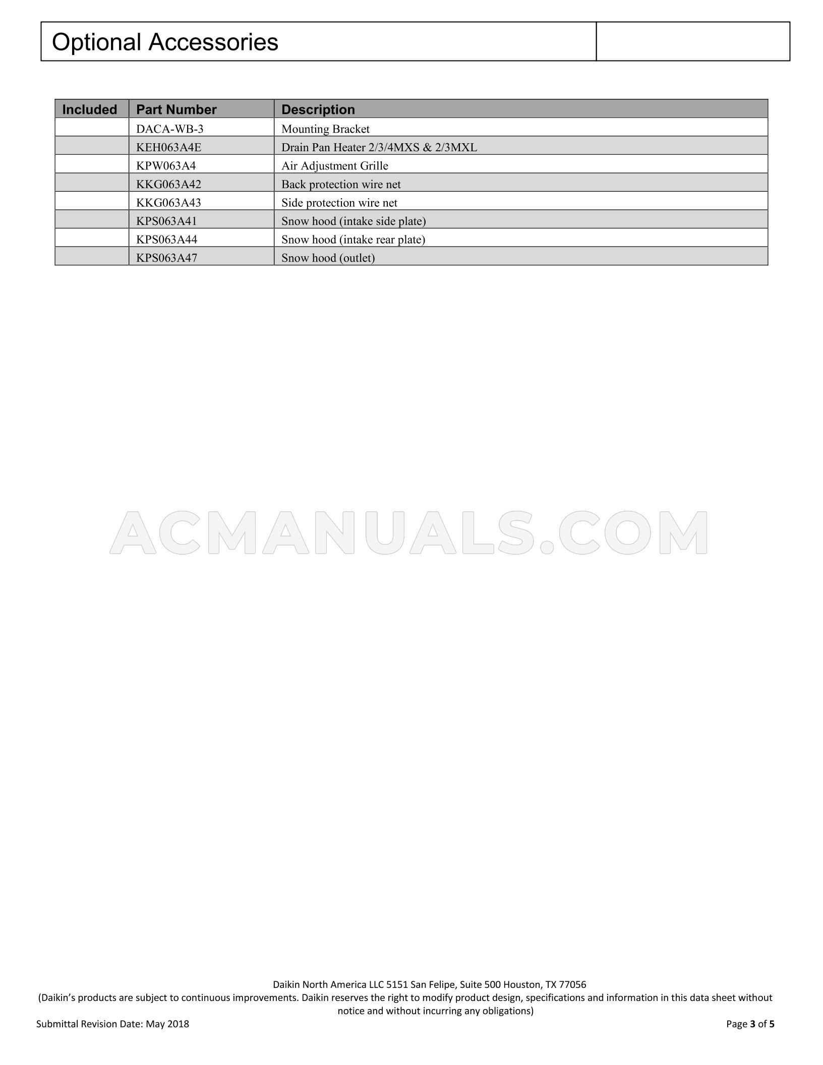 Daikin 2MXS18NMVJU Spec Sheet
