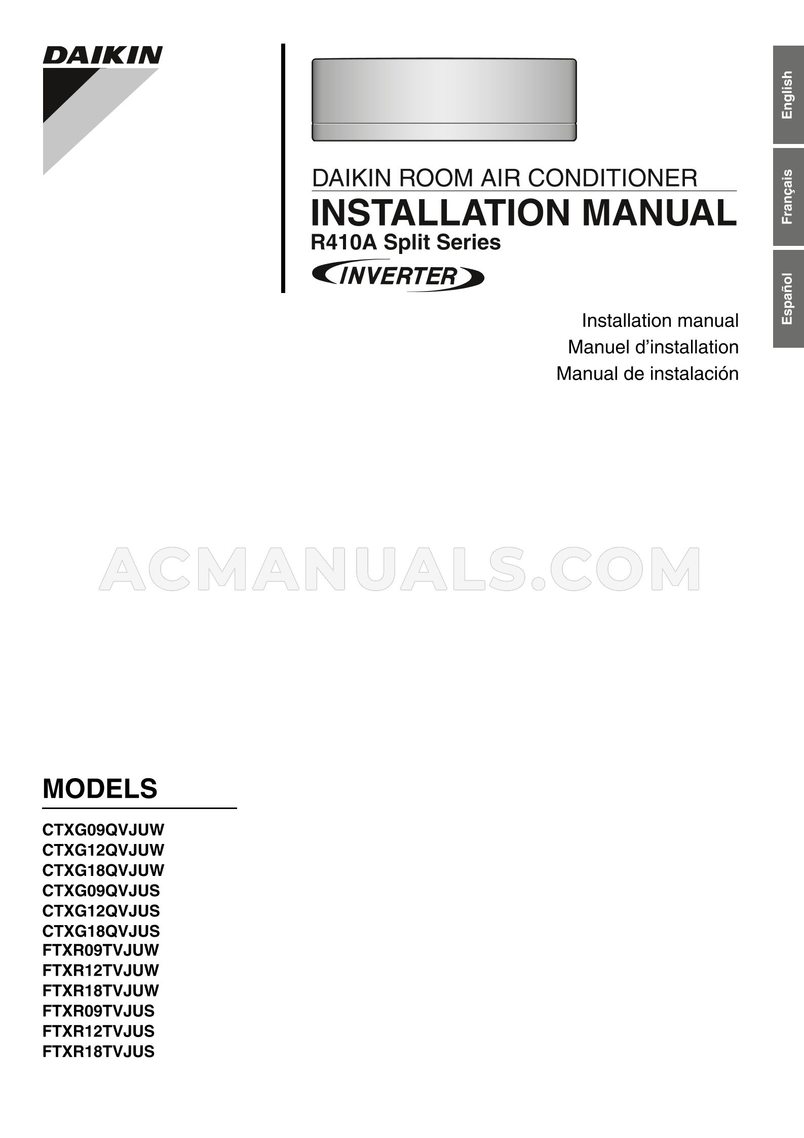 Daikin 1316460 Installation Manual