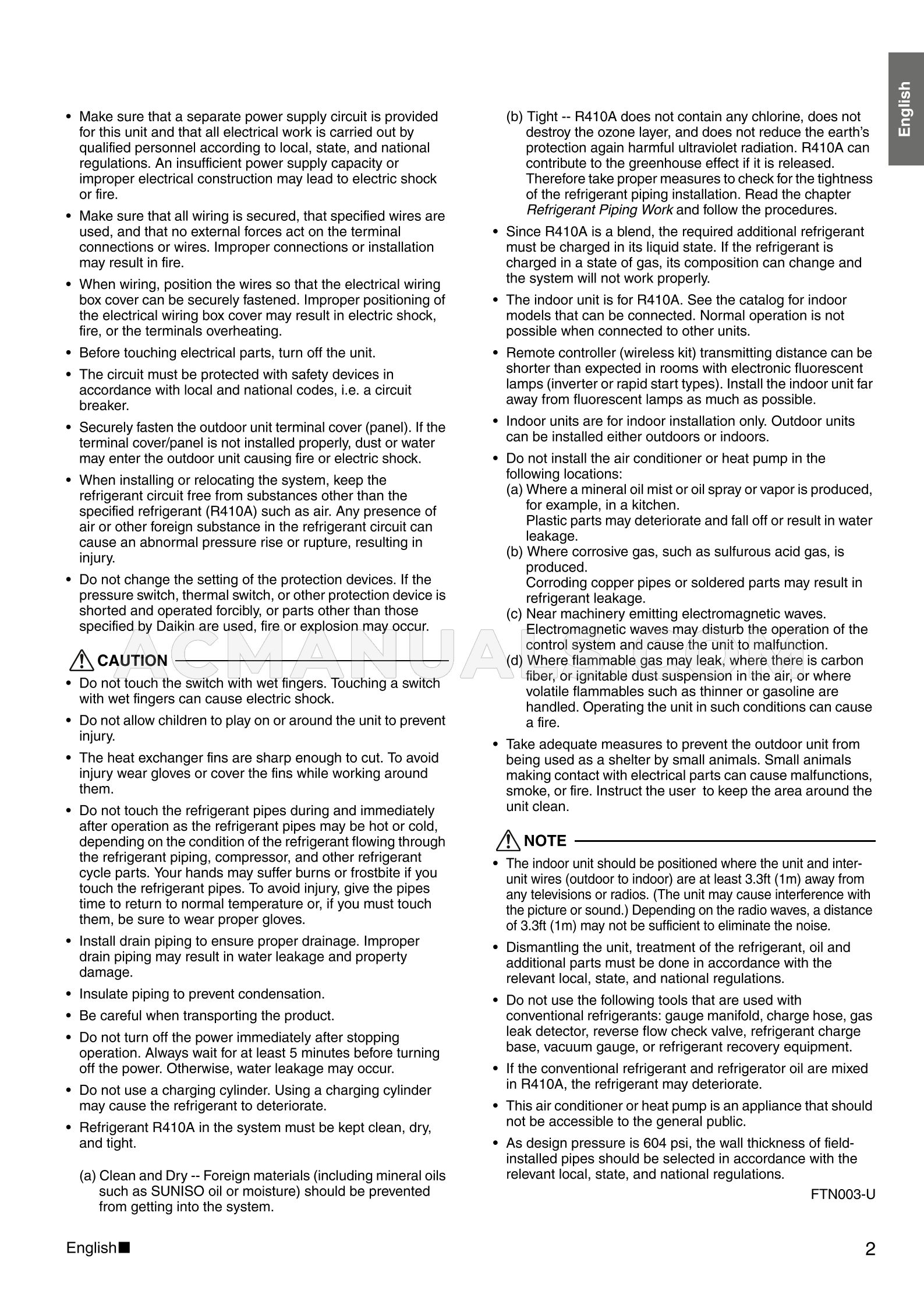 Daikin 1316469 Installation Manual