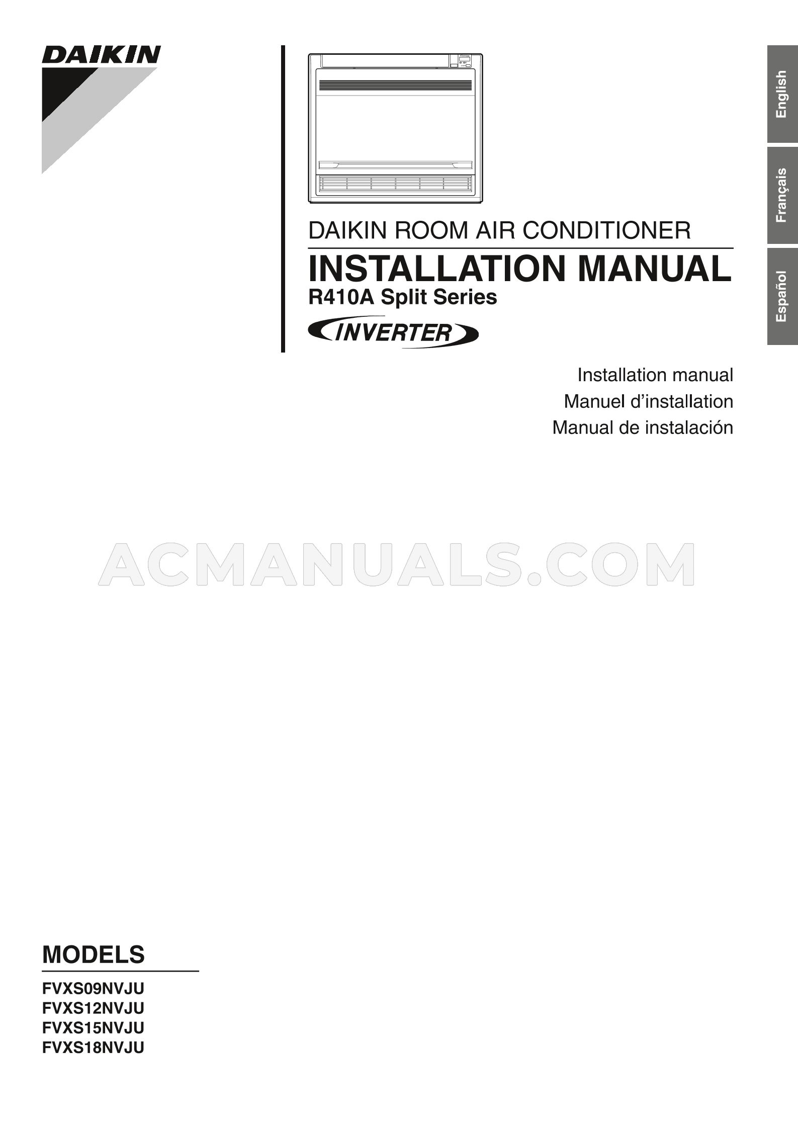 Daikin 1316490 Installation Manual