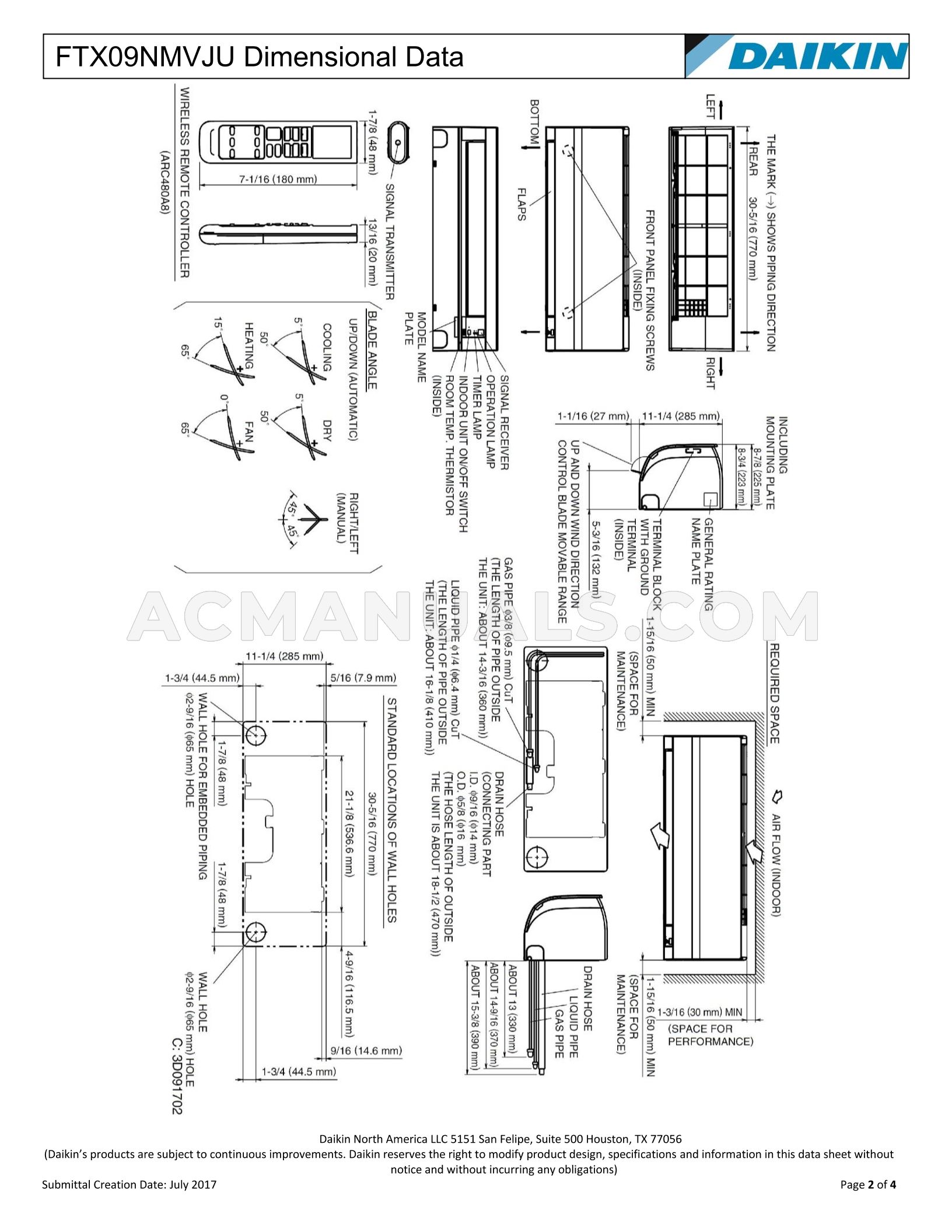 Daikin 1316517 Spec Sheet