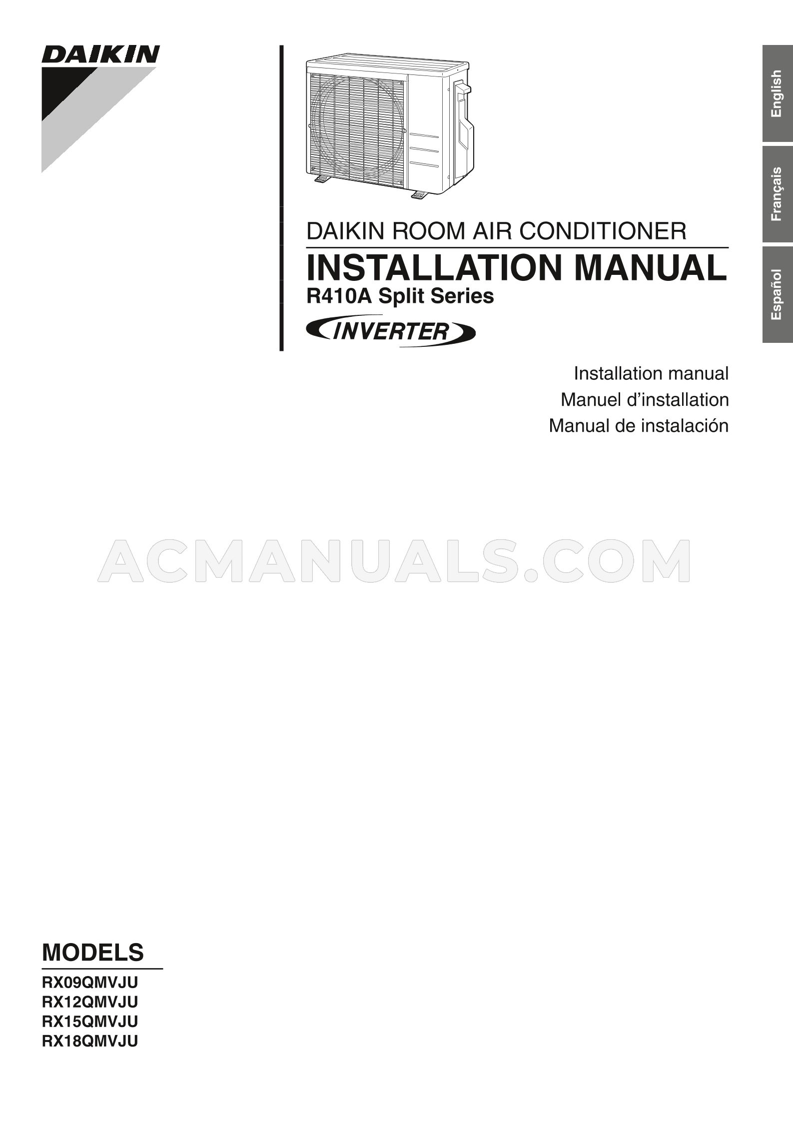 Daikin 1316560 Installation Manual
