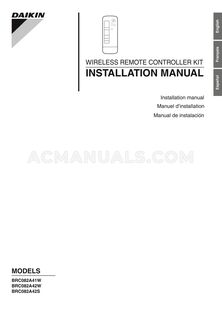 Daikin BRC082A41W Installation Manual