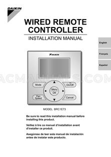Daikin BRC1E73 Installation Manual