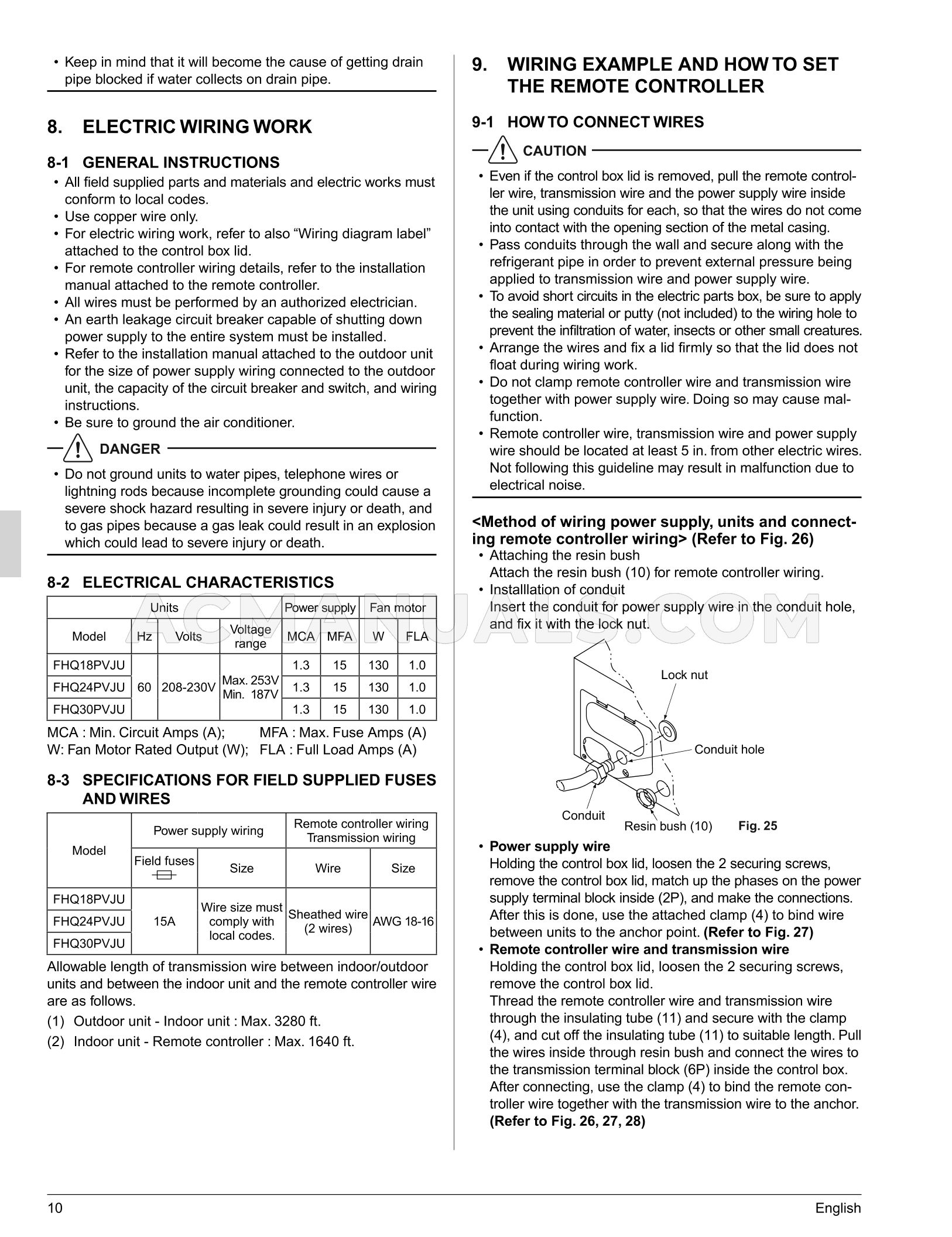 Daikin FHQ18PVJU SkyAir Installation Manual