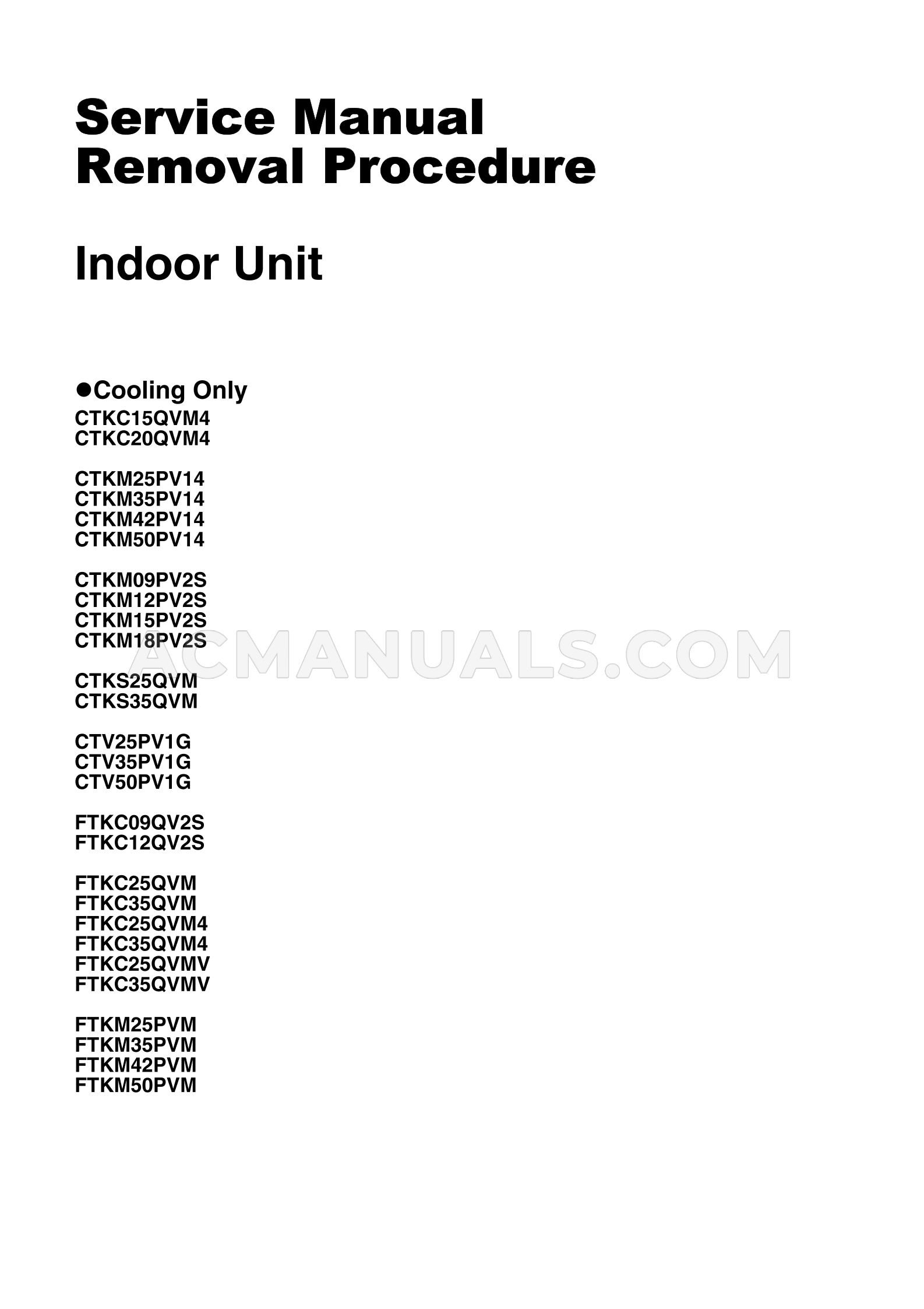 Daikin FTKC50QVM D-Smart Service Manual