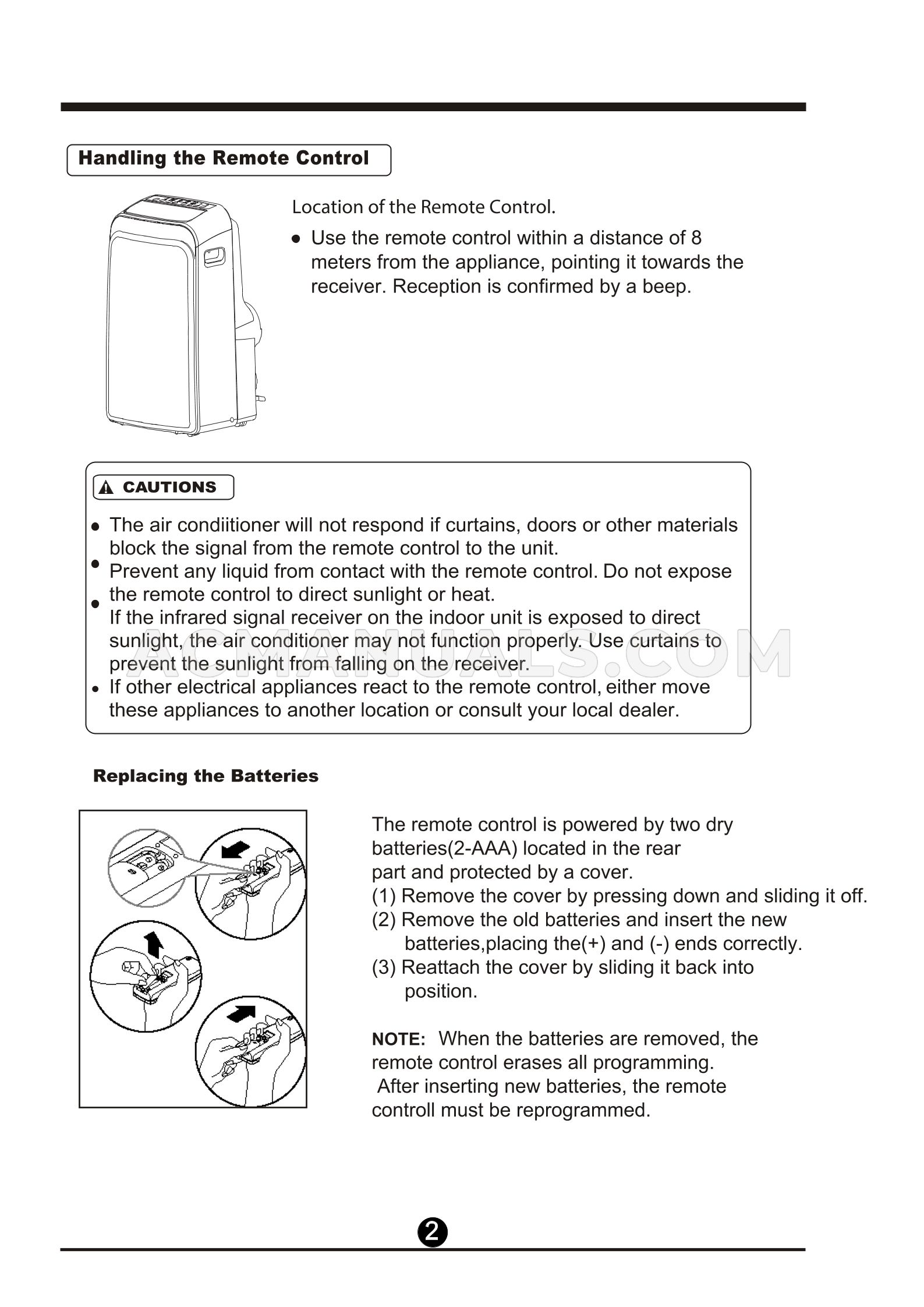 Danby DPA120B3WDB Remote Control Instruction