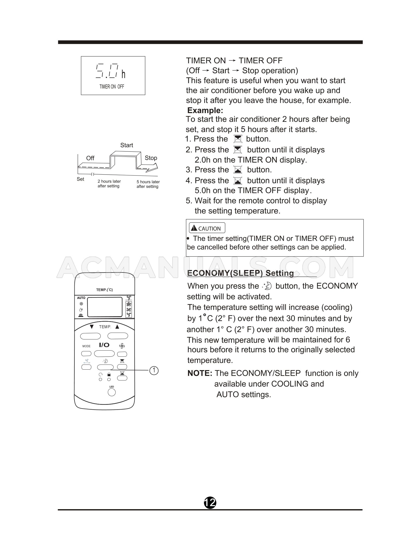 Danby DPA120HB1WDB Remote Control Instruction