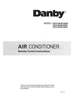 Danby DPA120HB1WDB Remote Control Instruction