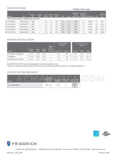 Friedrich CCW08B10B Chill Premier Spec Sheet
