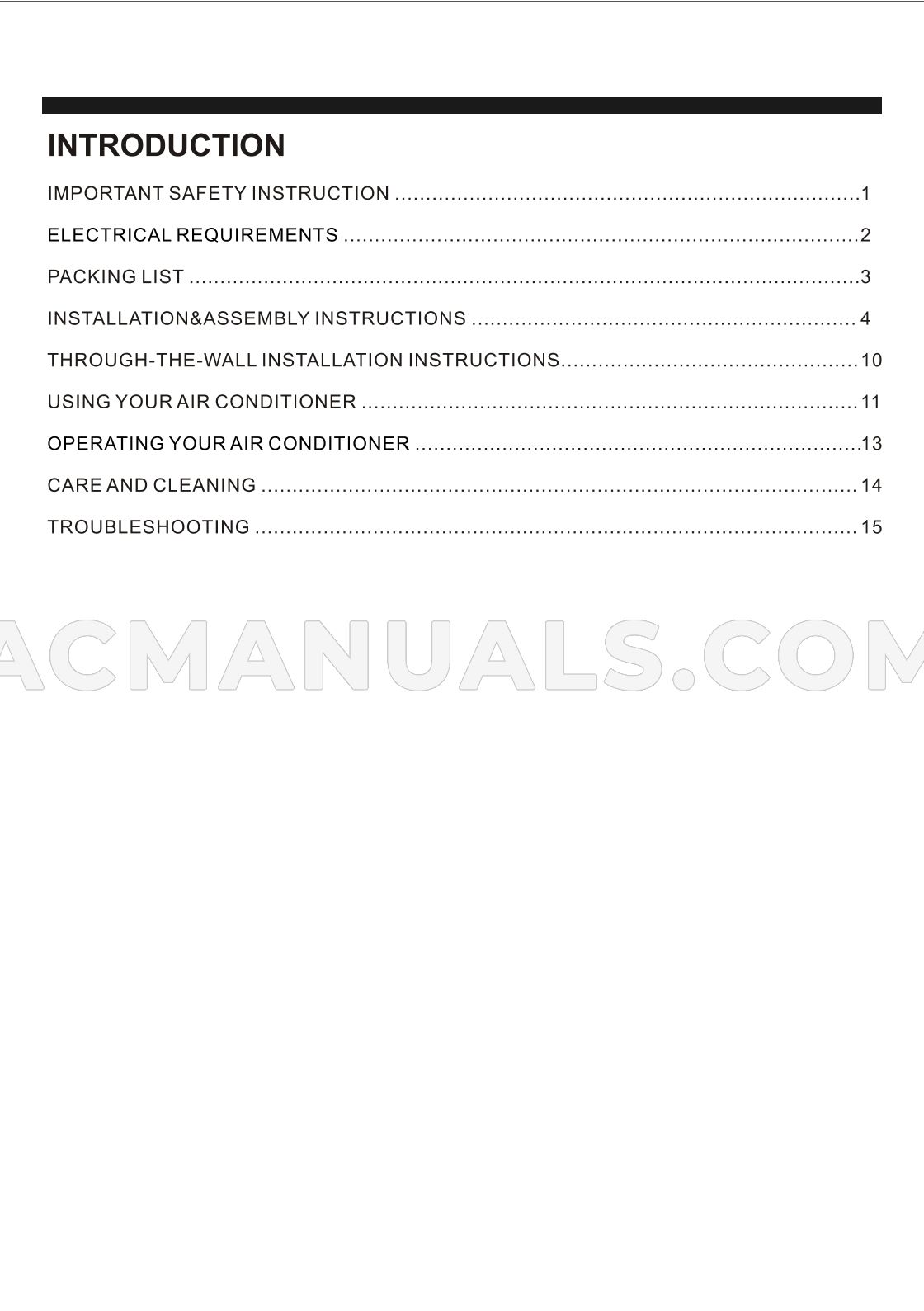 Friedrich CEW12B33A Chill Premier Installation & Operation Manual