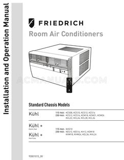 Friedrich KCS12A30A Kuhl Installation & Operation Manual