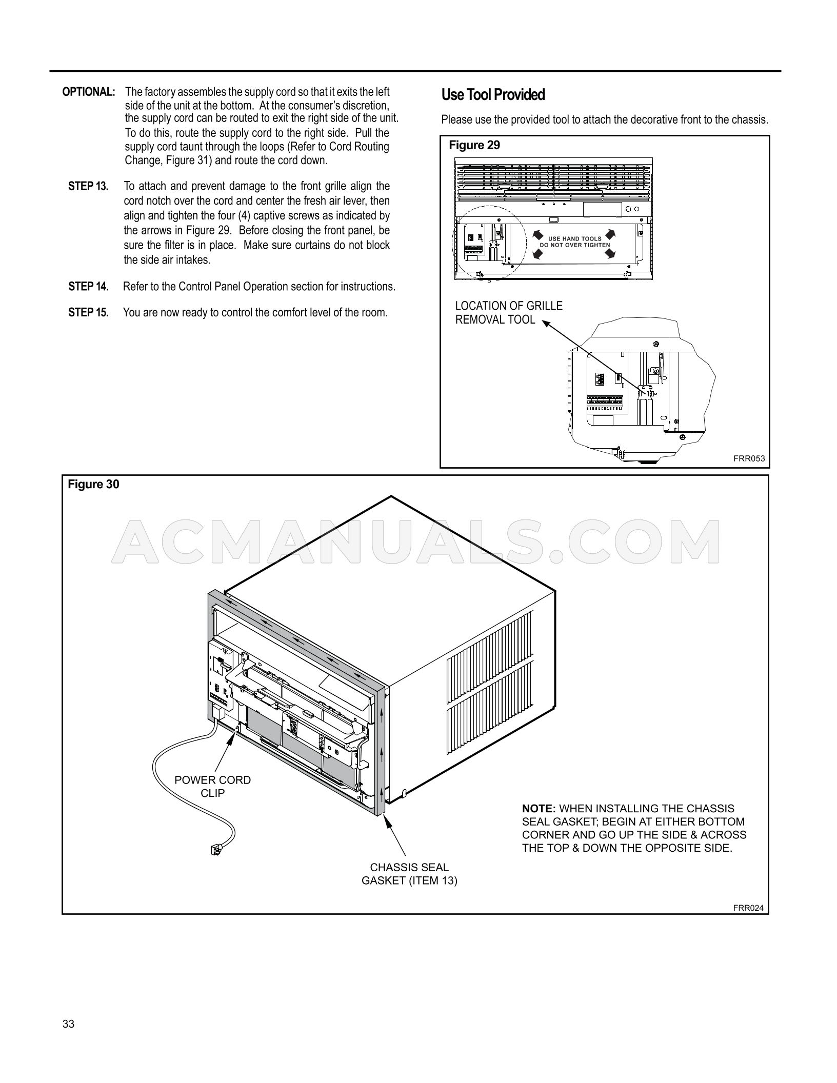 Friedrich SL22N30 Kuhl 2012 Kuhl S,M,L Models Installation & Operation ...