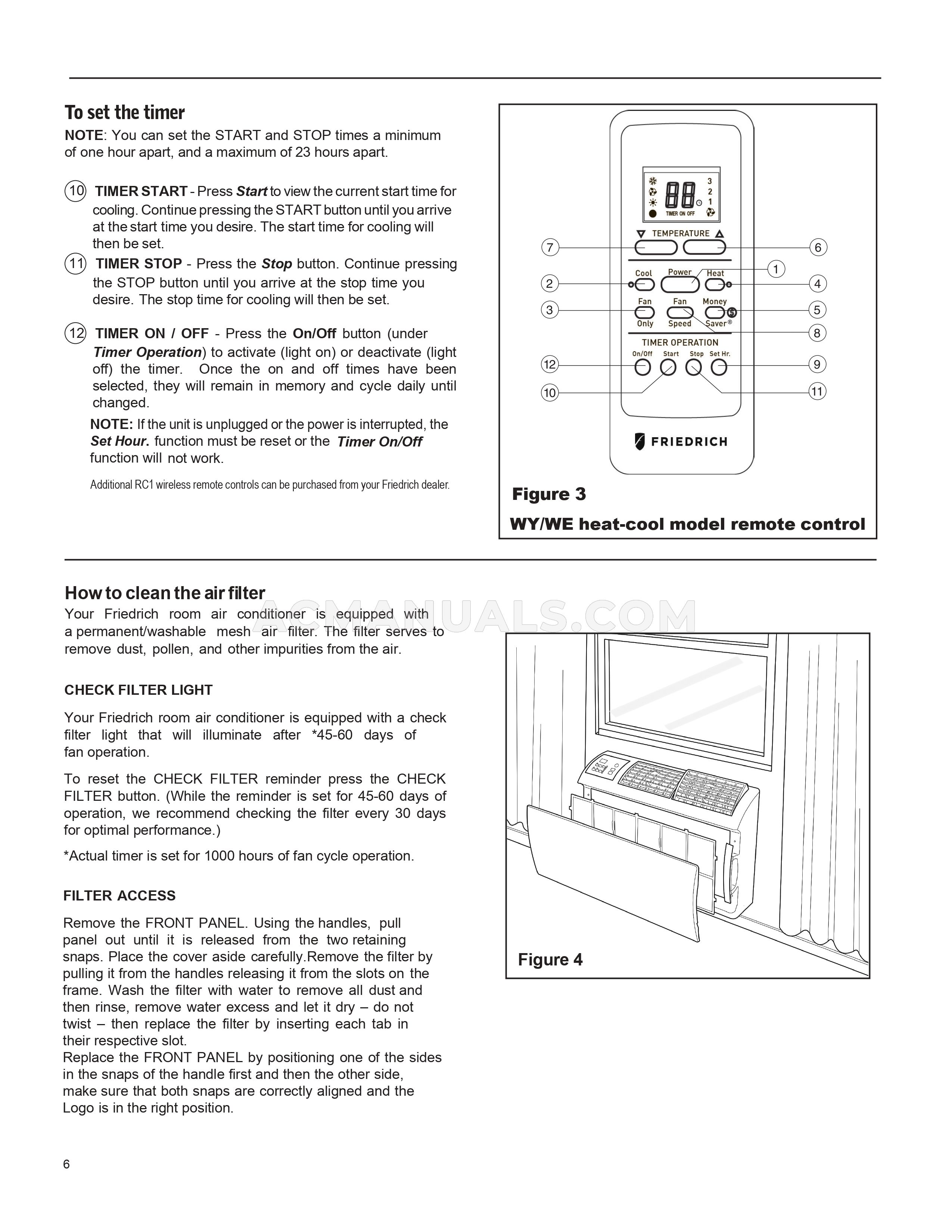 Friedrich WS10D30A WallMaster WallMaster Installation and Operation Manual