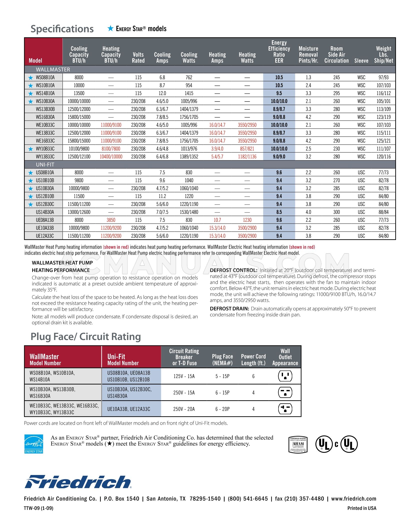 Friedrich WS14B10A WallMaster Brochure
