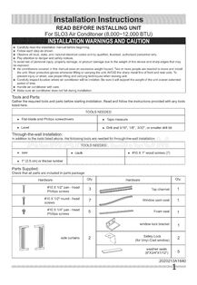 Frigidaire FFRH2522R2 Installation Instructions
