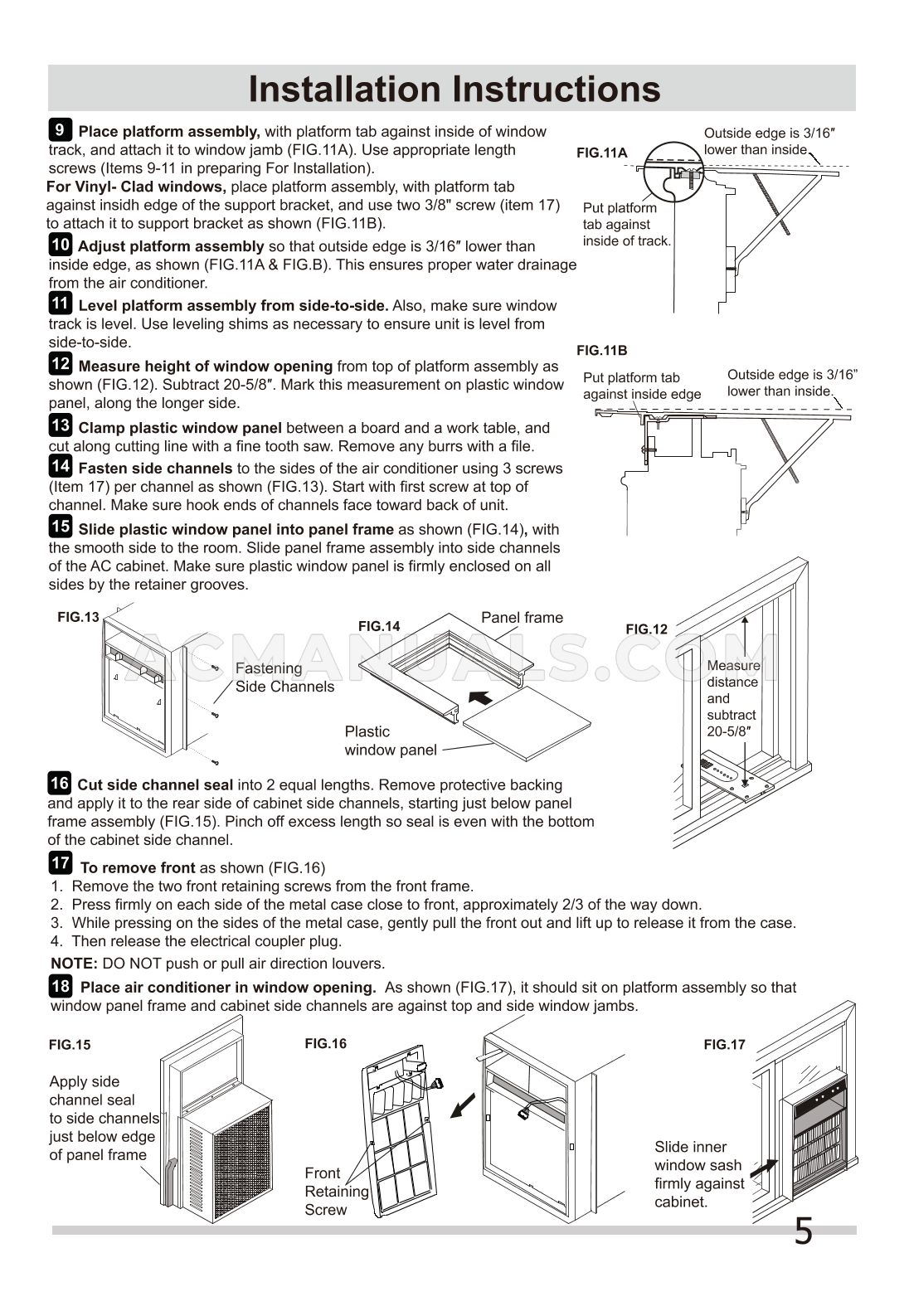 Frigidaire FFRS0822S1E Installation Instructions