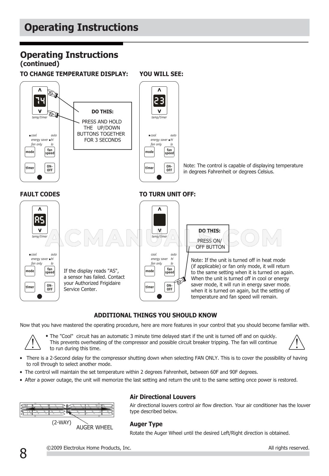 Frigidaire FFRS0822S1E Use and Care