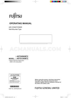 Fujitsu ASTG09KMTC Lifestyle Operating Manual