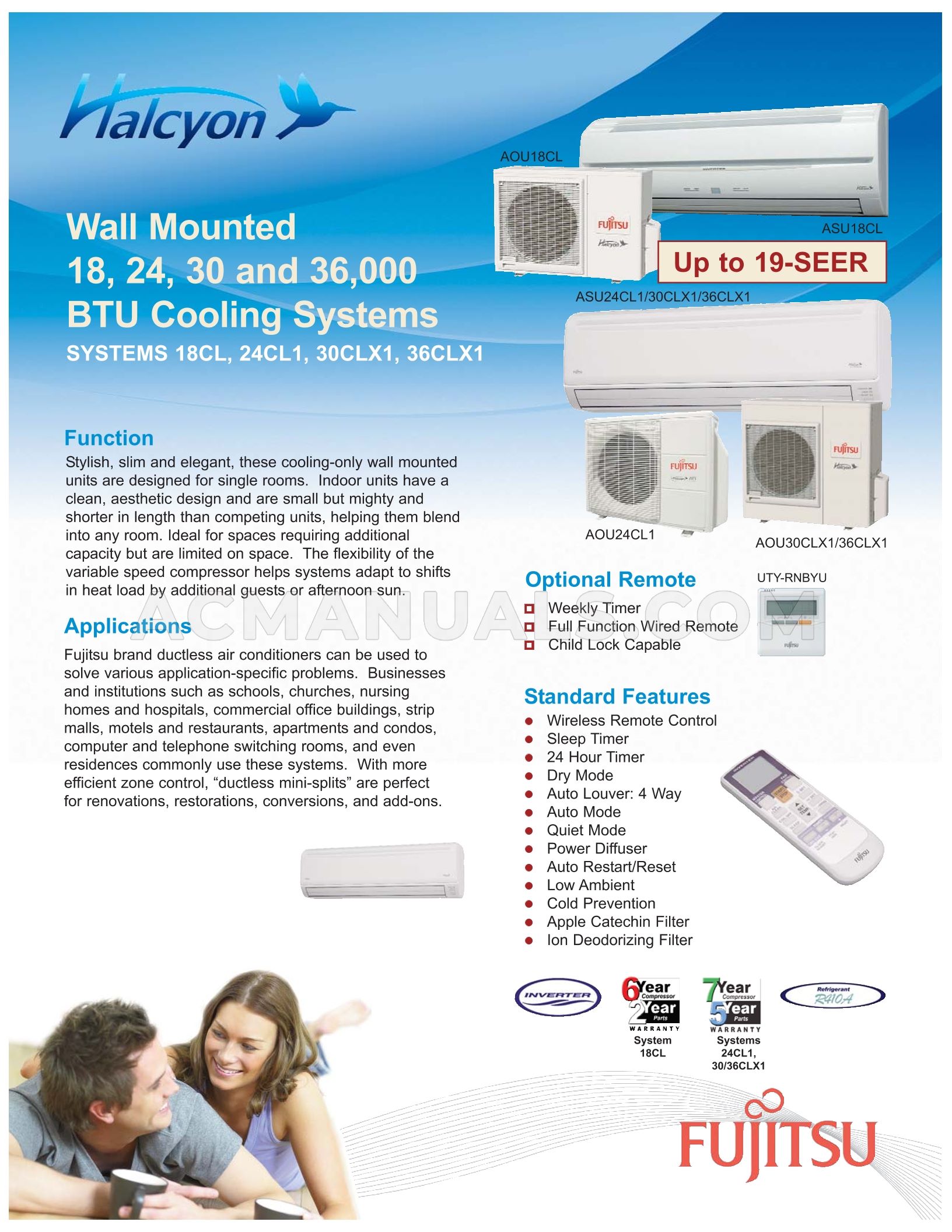 Fujitsu ASU24CL1 Halcyon Specifications