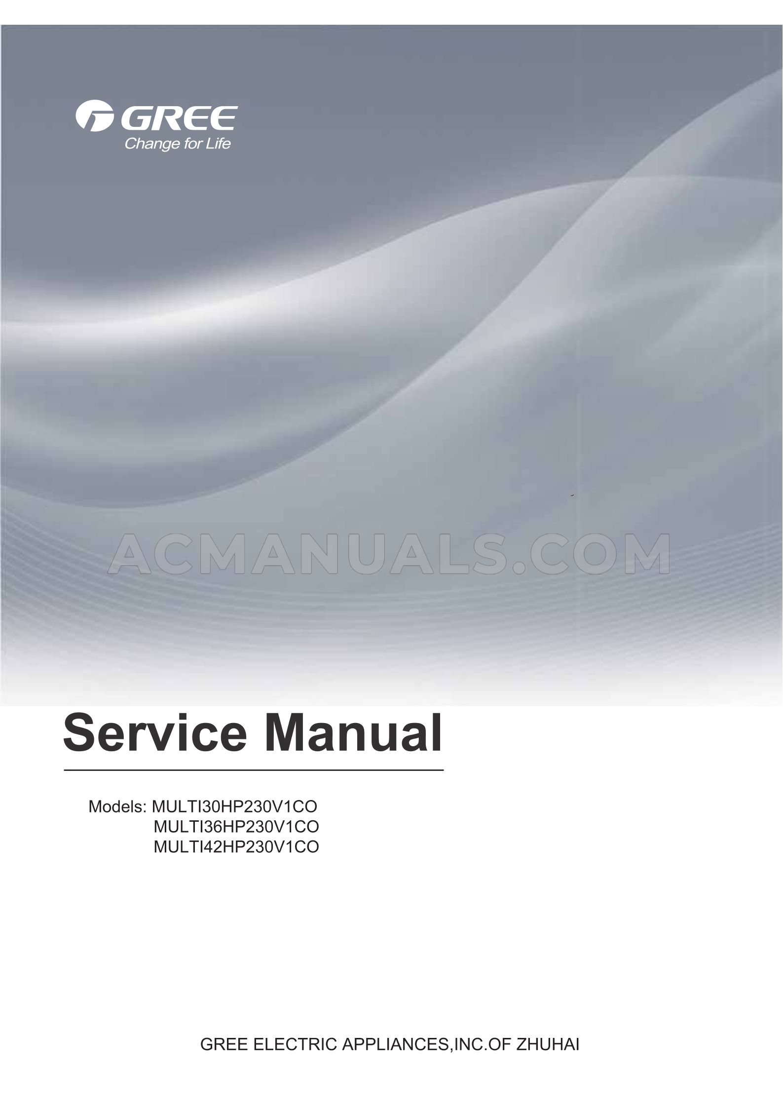 Gree MULTI36HP230V1CO Multi 21+ Service Manual