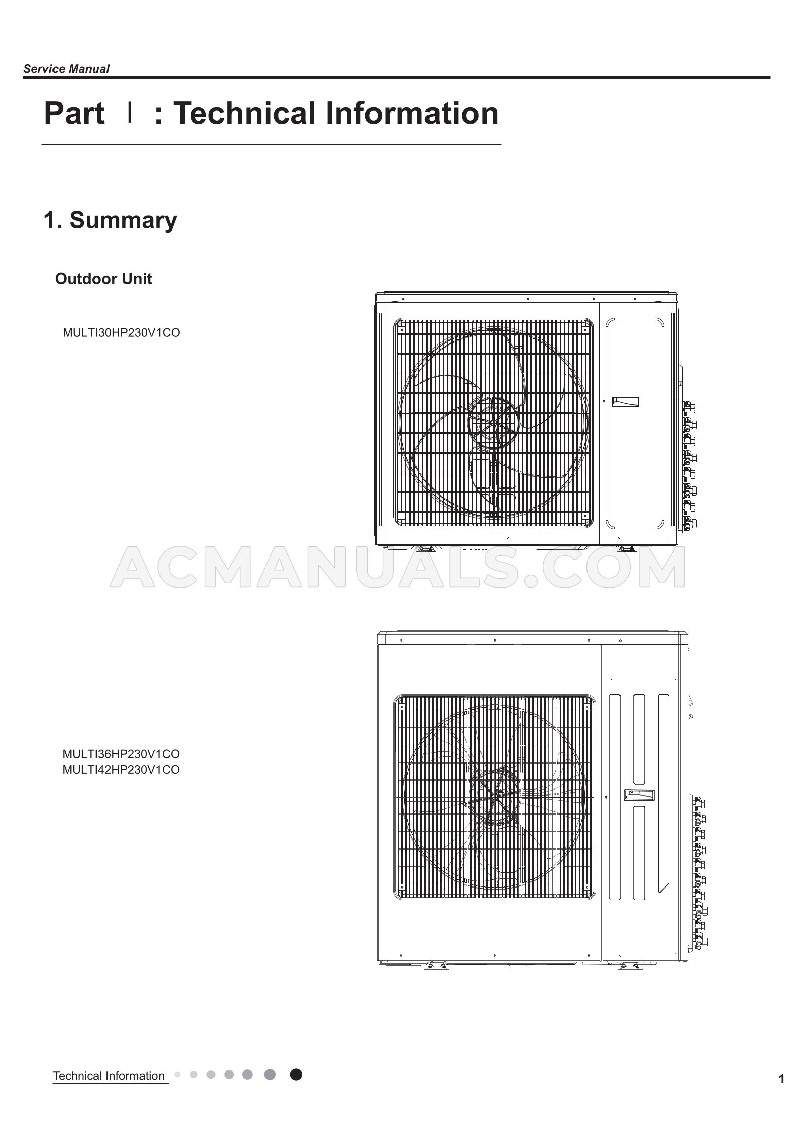Gree MULTI36HP230V1CO Multi 21+ Service Manual