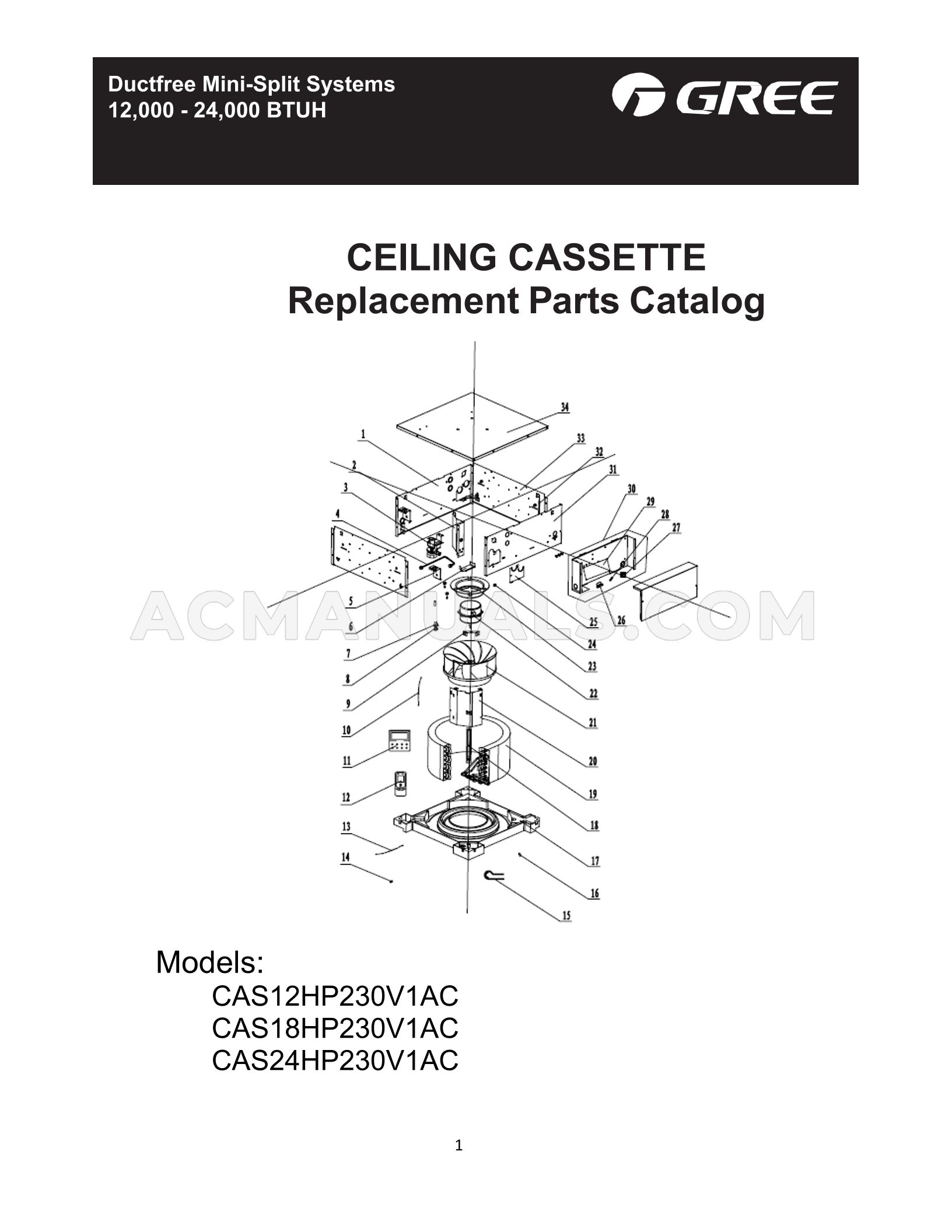 Gree 1309307 Parts List
