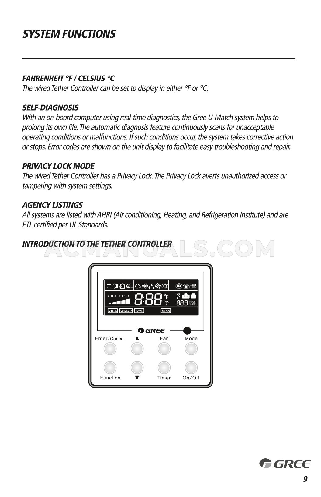 Gree UMAT42HP230V1AD U-Match Owners Manual