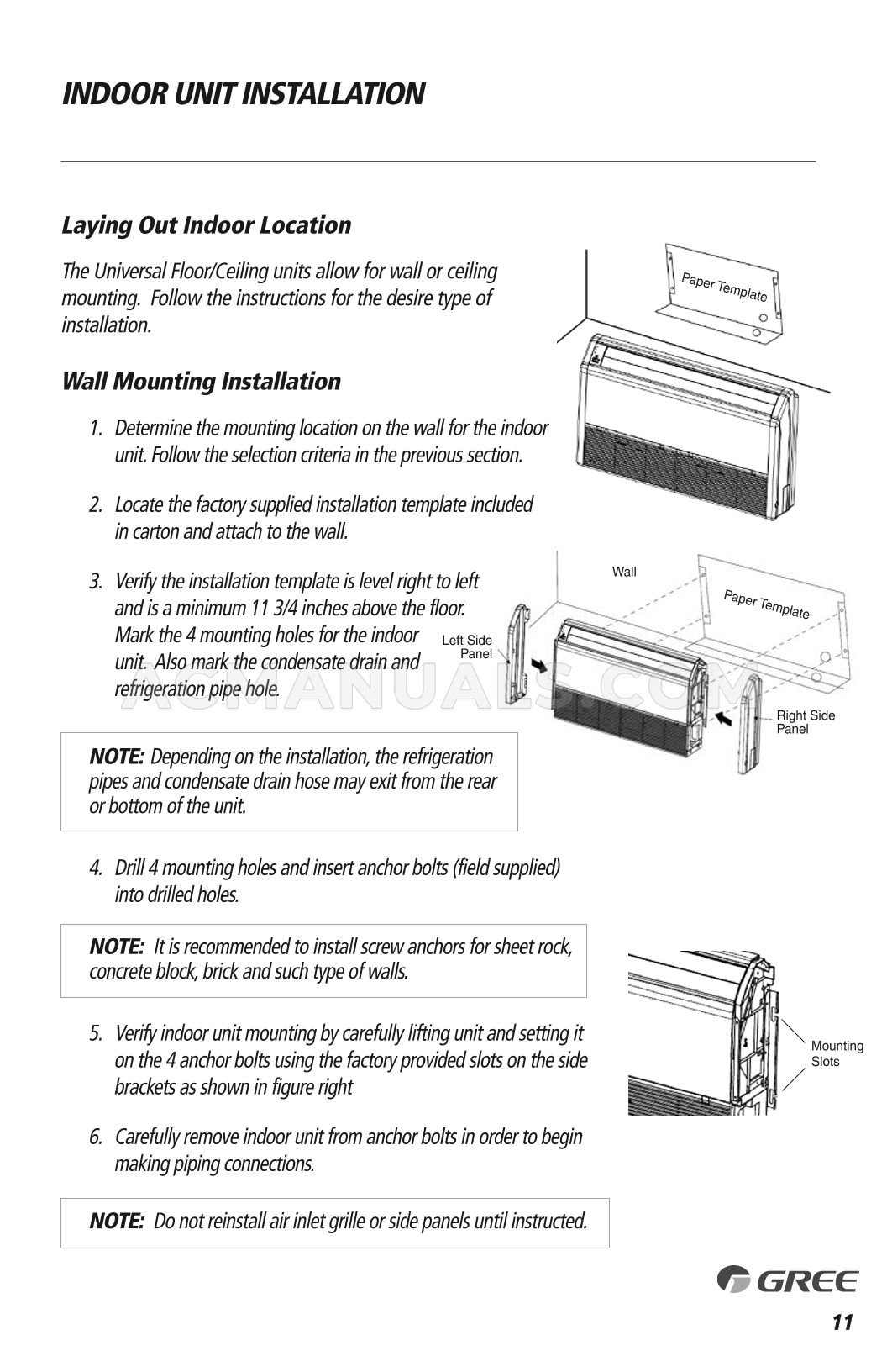 Gree 1309384 Installation Manual