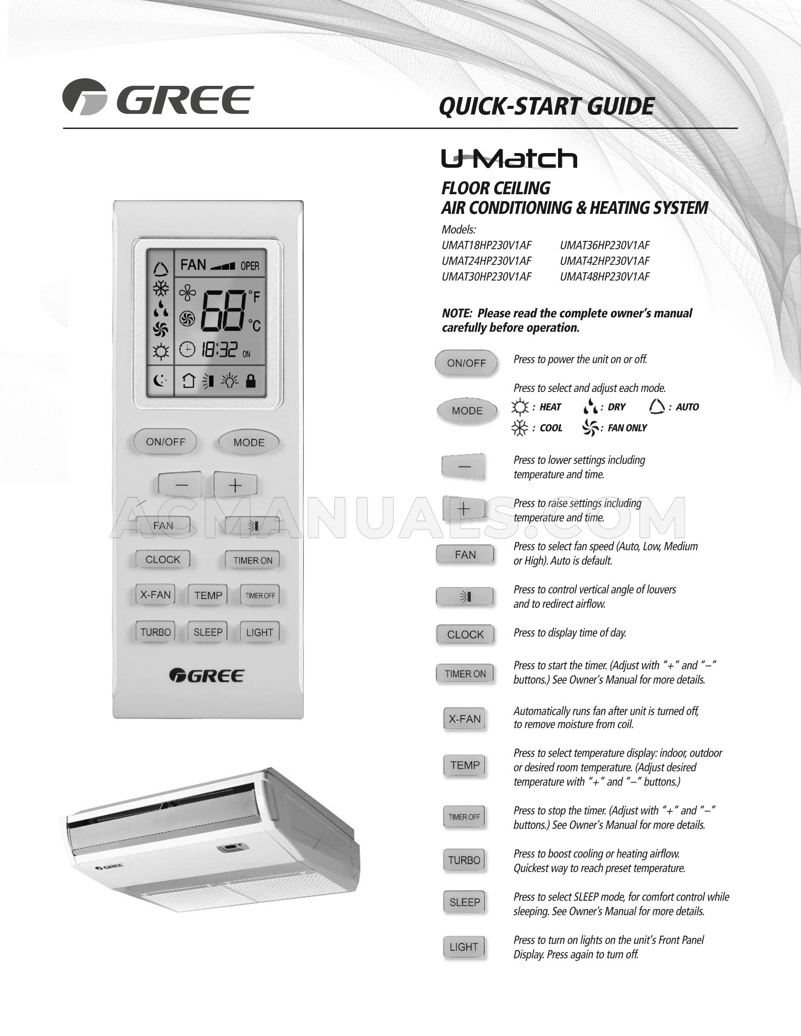 Gree 1309378 Quick Start Guide