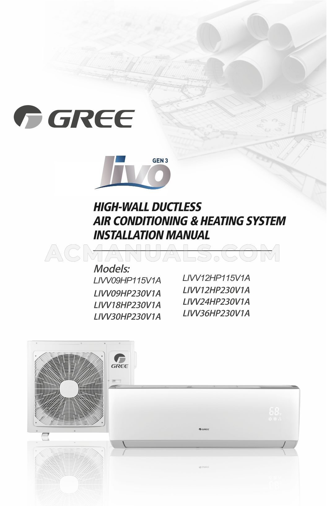 Gree LIVV09HP230V1AHW Livo GEN3 Installation Instructions