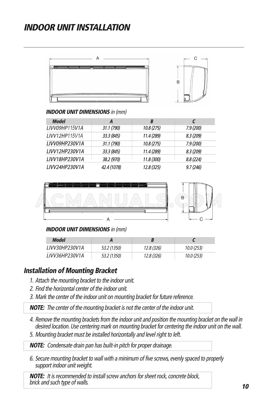 Gree LIVV09HP230V1AHW Livo GEN3 Installation Instructions