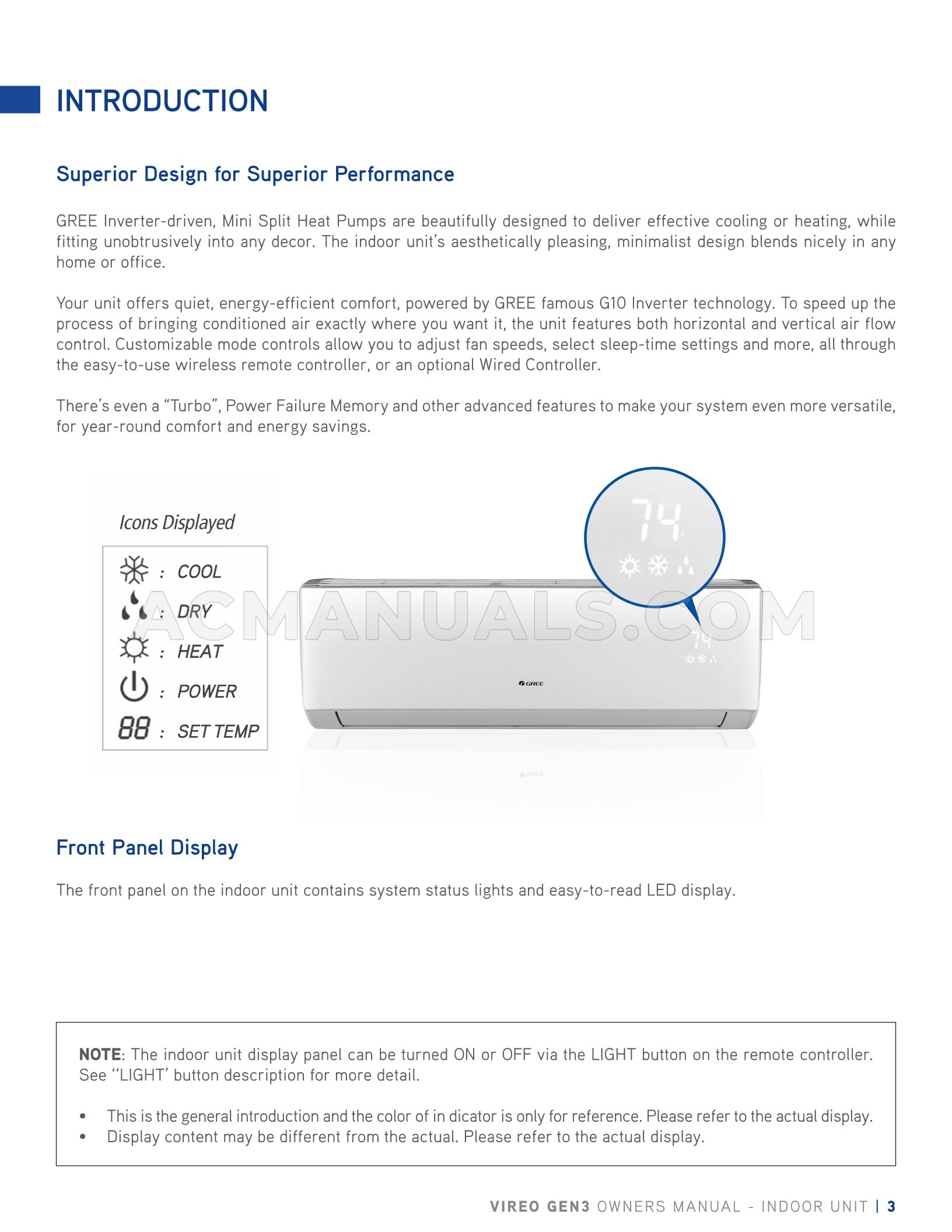 Gree 1867984 Owners Manual