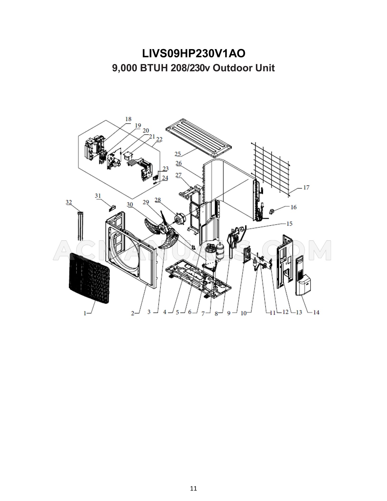 Gree LIVS12HP230V1B Parts List